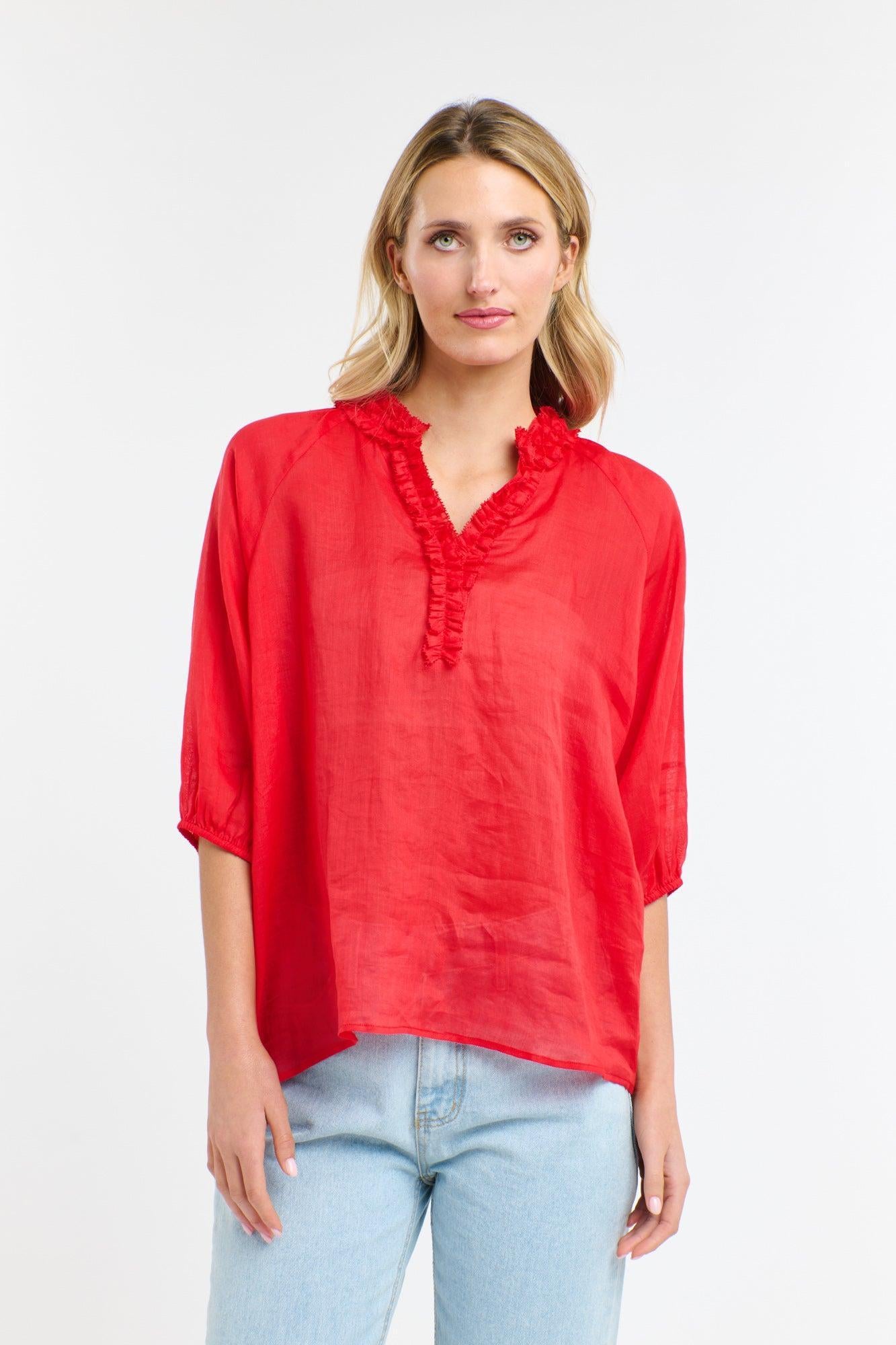 Cha Cha Frill Shirt - Red – Lima & Co
