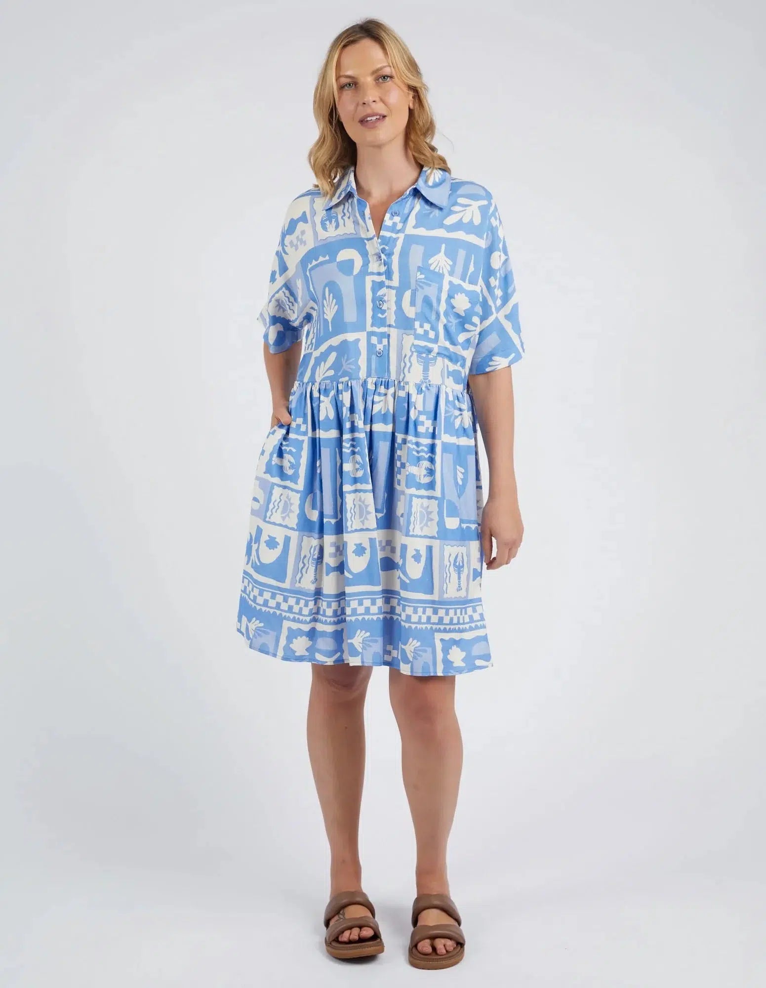 Holiday Sun Dress - Cerulean Holiday Print – Lima & Co
