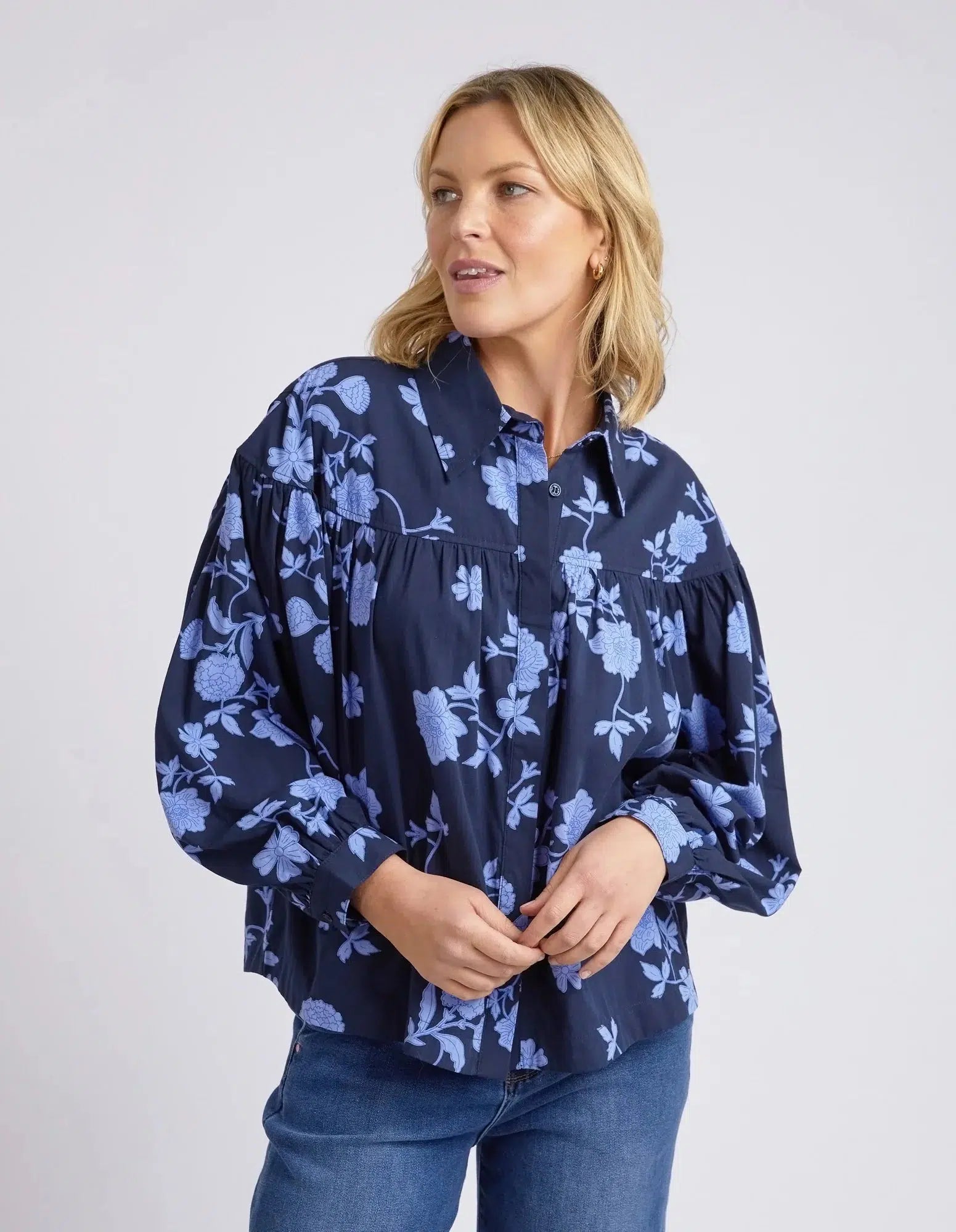 Kacey Floral Blouse - Navy – Lima & Co